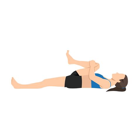 Woman Doing Prone Hamstring Stretch Or Laying Hamstring Stretch Flat Vector Illustration