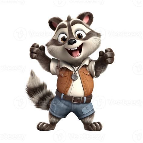 3d Realistic Cute Raccoon Mascot 24693870 Png