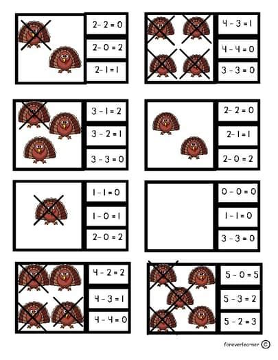 Subtraction Sentence Clip Cards By Foreverlearners Tpt