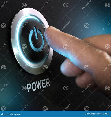 Finger Pressing Power Button On A Computer Stock Illustration