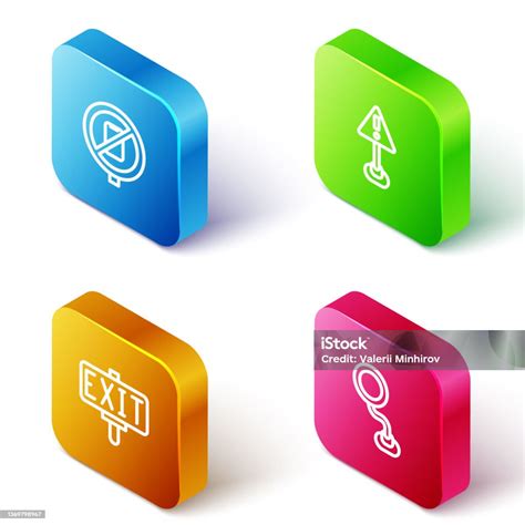 등산화 라인 번호 휴대 전화 삼각형의 느낌표 화재 출구 및 도로 교통 표지판 아이콘을 설정합니다 벡터 시간대에 대한 스톡 벡터 아트 및 기타 이미지 Istock