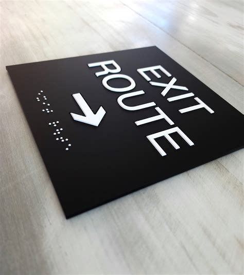 Exit Route Ada Compliant Sign Exit Route Signs With Grade 2 Braille