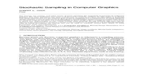 Pdf Stochastic Sampling In Computer Graphics Pixar … Library