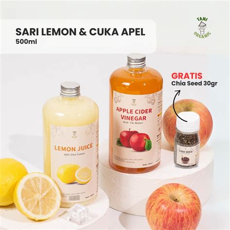 Jual Paket Cuka Apel Sari Lemon 2 In 1 Tani Organic 500 Ml Tani Organic Apple Cider Vinegar
