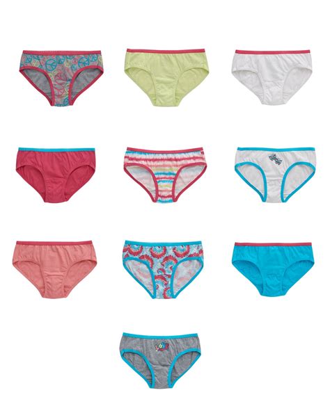 Hanes Girls Cotton Hipster Underwear Groovy Prints And Solids 10 Pack