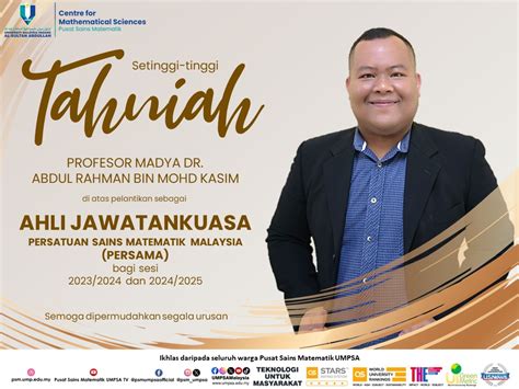 Centre For Mathematical Sciences Reappointment As The Committee Member Of Malaysian