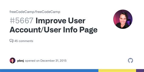 Improve User Accountuser Info Page · Issue 5667 · Freecodecampfreecodecamp · Github