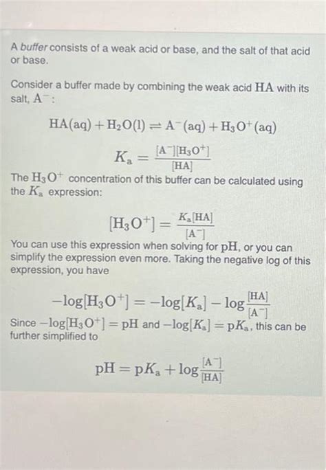 Solved A Buffer Consists Of A Weak Acid Or Base And The