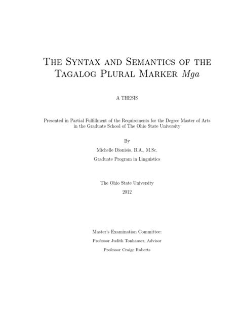 Dionisio Syntax Of Tagalog Pdf Part Of Speech Lexical Semantics