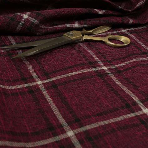 Shaldon Woven Tartan Pattern Upholstery Fabric In Deep Purple