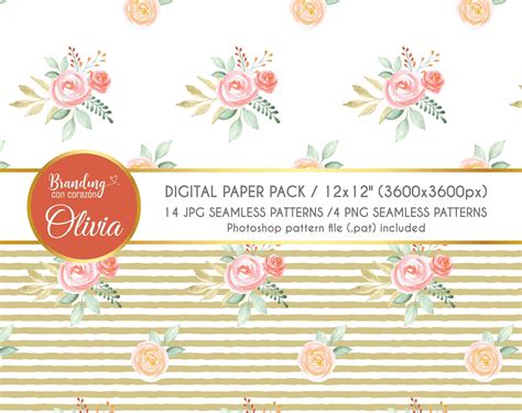 Papel Digital Patrones Flores Sin Costura Png Pat X Dpi Uso Comercial