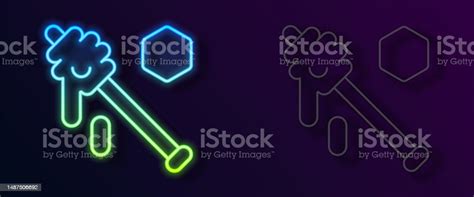 빛나는 네온 라인 꿀 디퍼 스틱 아이콘 은 검은 배경에 고립 꿀 국자 벡터 0명에 대한 스톡 벡터 아트 및 기타 이미지 0명 건강관리와 의술 국자 Istock