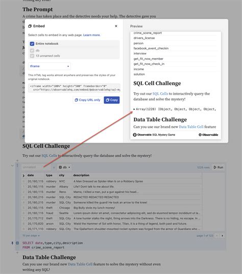 Embedding Of Data Table Or Sql Cells · Issue 468 · Observablehq