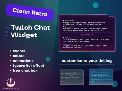 Clean Retro Twitch Chat Widget Changing Color Effect Super Customizable Overlay Typewriter