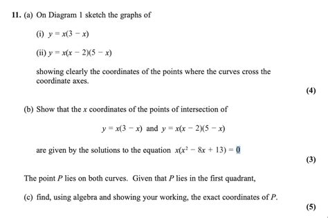 11 A On Diagram 1 Sketch The Graphs Ofi Yx3−xii Yxx−25−x