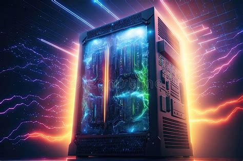 Futuristic Data Center Room Server Ultra Detailed Circuit Design With