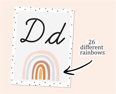 Boho Rainbow Cursive Alphabet Poster Classroom Decor Digital Download