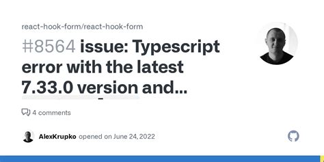 Issue Typescript Error With The Latest 7 33 0 Version And YupResolver