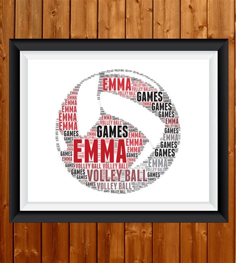 Personalised Volleyball Word Art Printable T For Volleyball Team