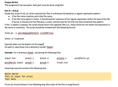 Project 6 Perl This Assignment Has Two Parts Each