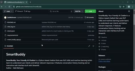Safa Mahveen On Linkedin Ai Chatbot Machinelearning Nlp Python Streamlit Smartbuddy
