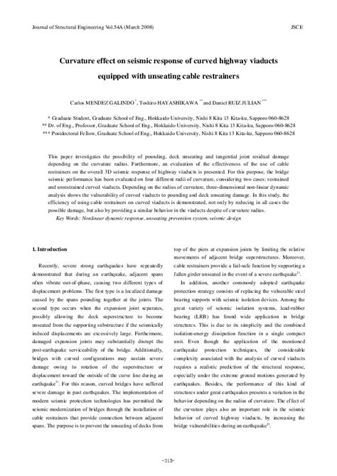 Pdf Curvature Effect On Seismic Response Of Curved Highway Viaducts Equipped With Unseating