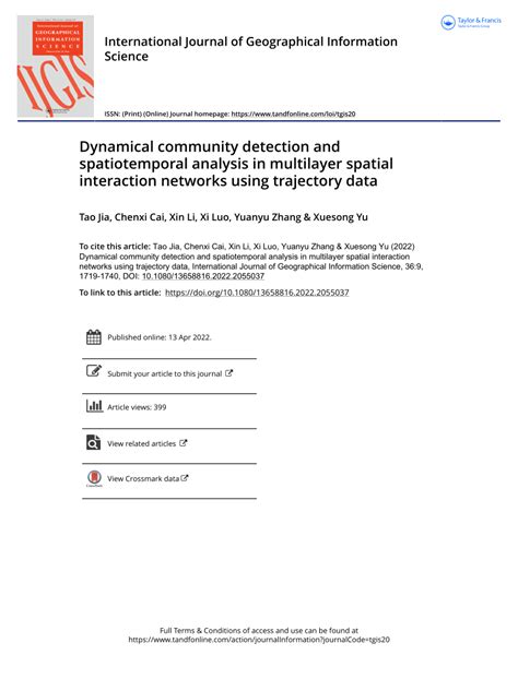 Pdf Dynamical Community Detection And Spatiotemporal Analysis In Multilayer Spatial