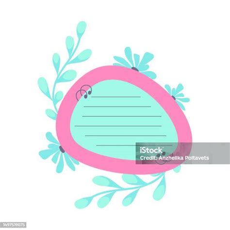 생동감 넘치는 메모 노트에는 텍스트를 위한 꽃 종이 프레임이 있습니다 플래너 스티커 요소가 끈적끈적합니다 플랫 벡터 그림입니다 귀여운 메모 플래너 페이지 0명에 대한 스톡