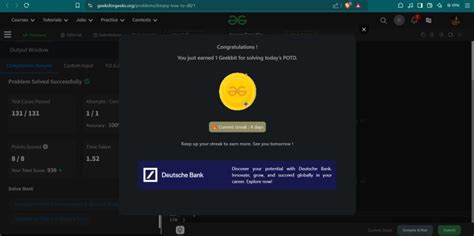 Debojeet Dutta On Linkedin Geekstreak2024 Deutschebank Today Approach Coding Gfg Dsa