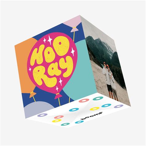 Hooray Colourful Balloons Confetti Exploding Greetings Card Boomf