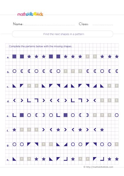 Printable Patterns And Sequences Worksheets For Grade Download Now Worksheets Library