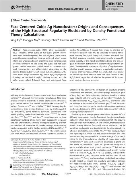 Face‐centered‐cubic Ag Nanoclusters Origins And Consequences Of The