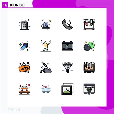 16 User Interface Flat Color Filled Line Pack Of Modern Signs And Symbols Of Arrow Flask Red