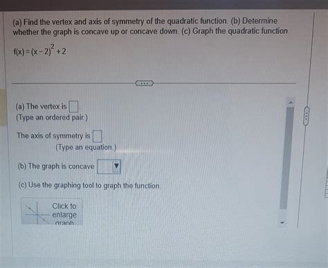 Solved A Find The Vertex And Axis Of Symmetry Of The Chegg
