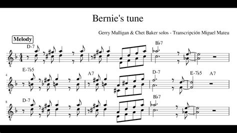 Gerry Mulligan And Chet Baker Bernies Tune For Guitar Youtube