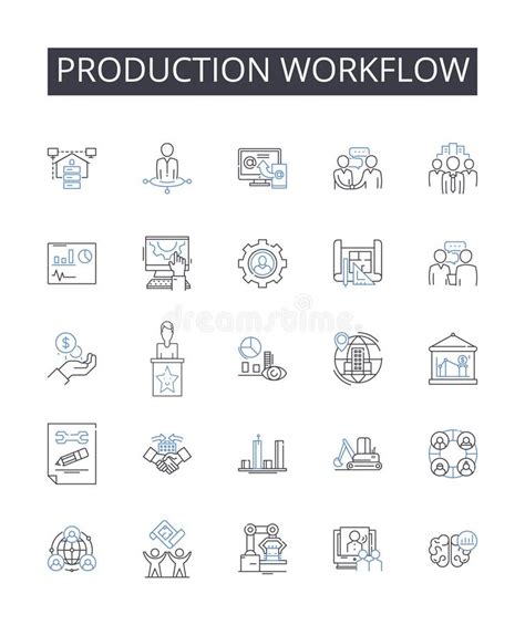 Production Workflow Line Icons Collection Manufacturing Process Design Approach Operational
