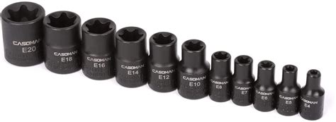 Casoman 11 Pc Female E Torx Star Socket Set With Rail Female External