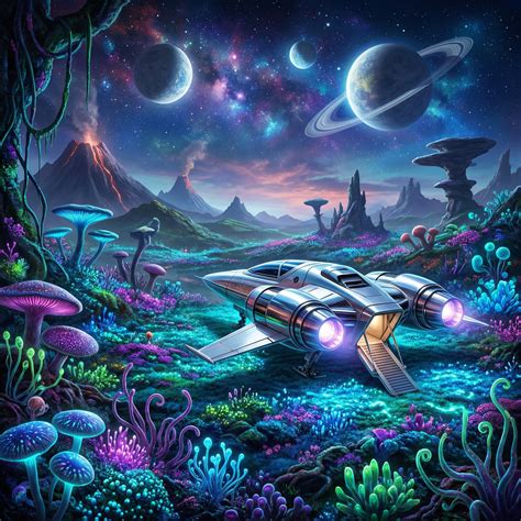 Hyper Realistic Sci Fi Alien Planet With Bioluminescent Flora Ai