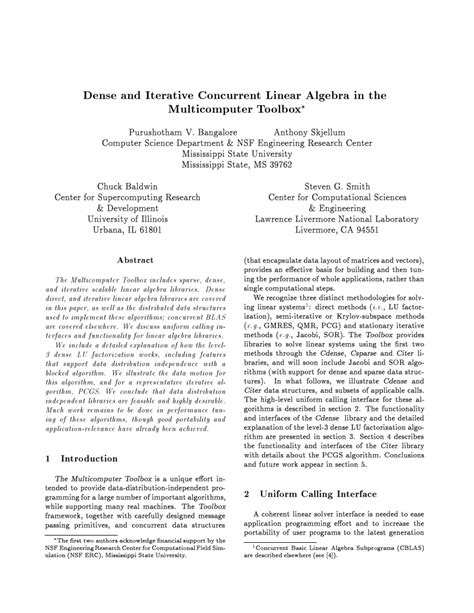 Pdf Dense And Iterative Concurrent Linear Algebra In The
