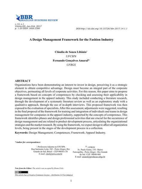 PDF A Design Management Framework For The Fashion Industry A Design Management Framework For
