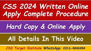 Css 2024 Eligibility Criteria Css 2024 Apply Procedure Css 2024 Written
