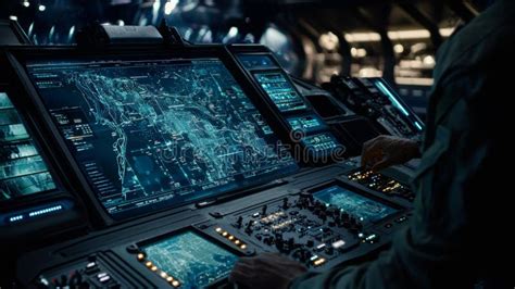 A High Tech Control Hub Displaying Quantum Computing Data On