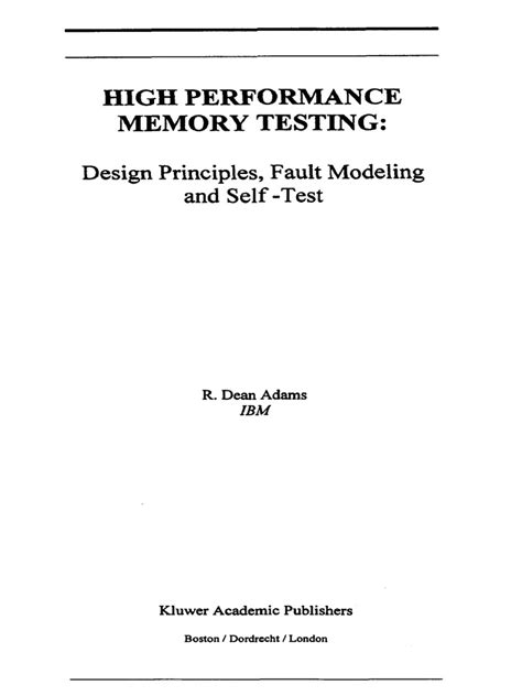Vdocuments Mx High Performance Memory Testing Design Principles Fault Modeling Pdf
