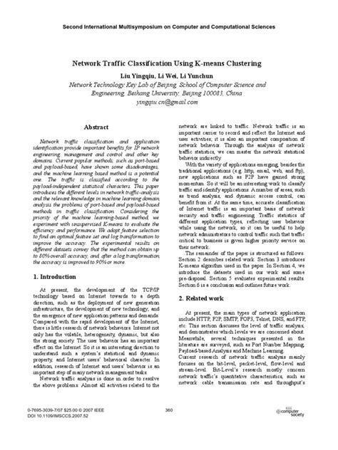 07 Network Traffic Classification Using K Means Clustering Pdf Cluster Analysis Port