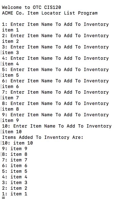 String How To Store User Input Into A List Then Output Results C Console Program Stack