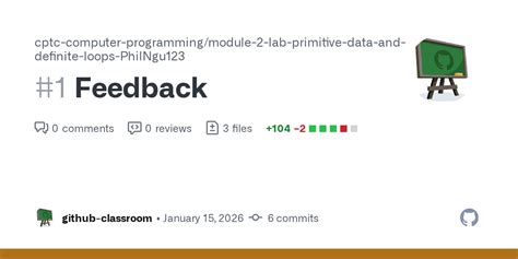 Feedback By Github Classroom Bot · Pull Request 1 · Cptc Computer