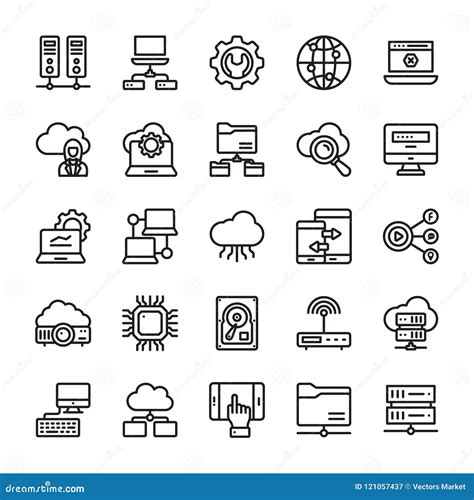 Network And Cloud Computing Line Icons Stock Illustration Illustration Of Media Login