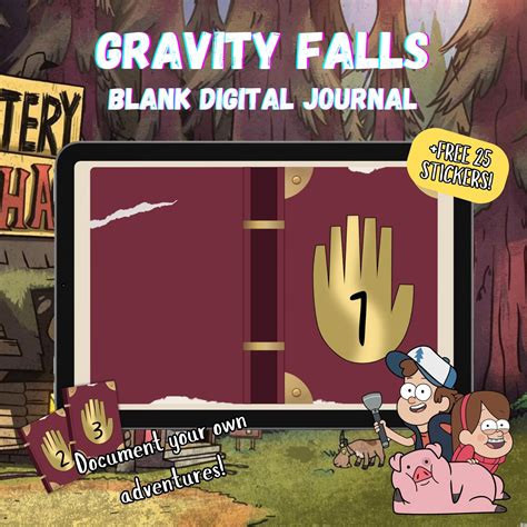 Gravity Falls Blank Digital Journal A4 100 Pages Stickers Pdf Etsy