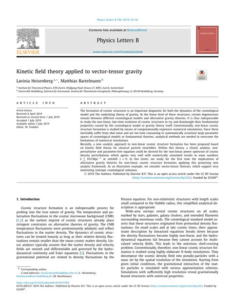 Pdf Kinetic Field Theory Applied To Vector Tensor Gravity