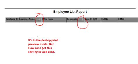 how to sort a report using a column on dynamics nav web client